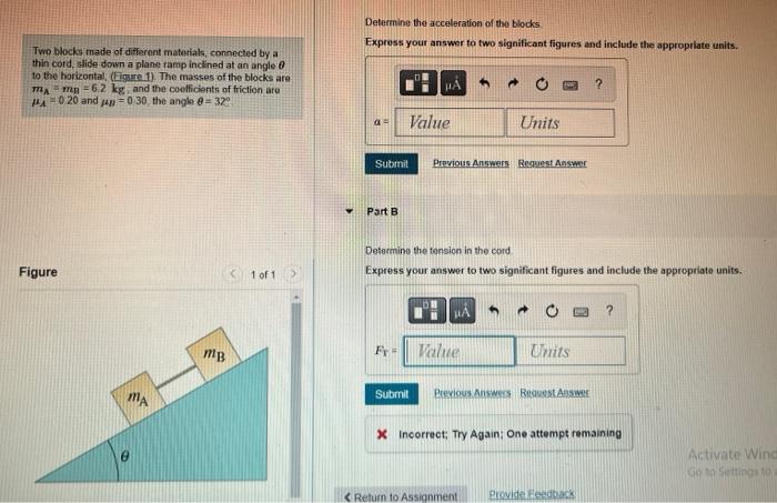Solved Two blocks made of different materials, connected by | Chegg.com