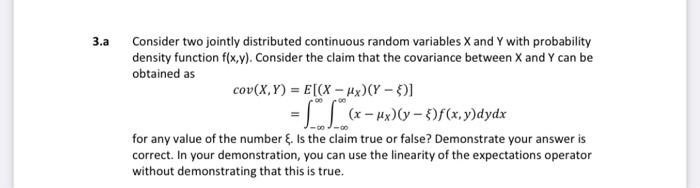 Solved 3.a Consider two jointly distributed continuous | Chegg.com