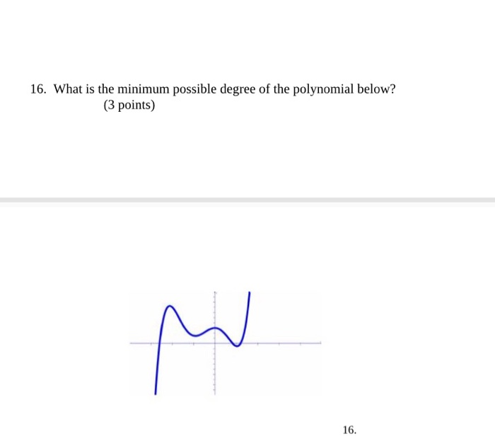 Solved 16. What is the minimum possible degree of the | Chegg.com