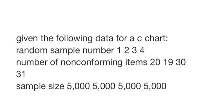 Solved what is the upper control limit gor C chart using +- | Chegg.com