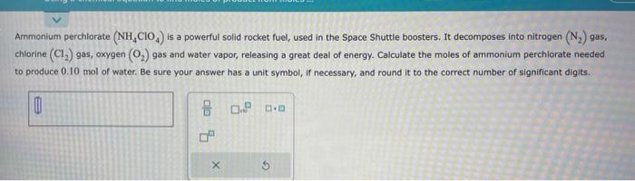 Solved Ammonium perchlorate (NH4ClO4) is a powerful solid | Chegg.com