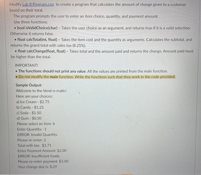 Solved Modify Lab 8 Program.cre to create a program that | Chegg.com