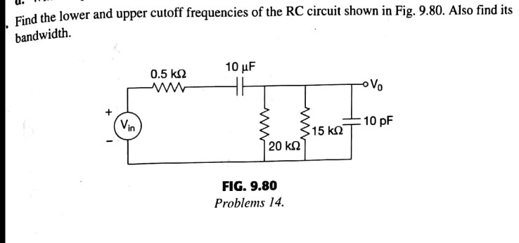 Solved Find the lower and upper cutoff frequencies of the RC | Chegg.com