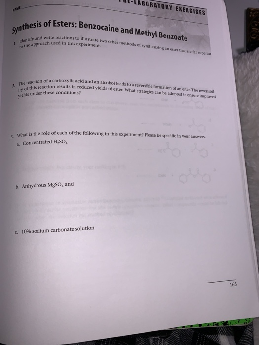 Solved PRE-LABORATORY EXERCISES is of Esters: Benzocaine and | Chegg.com
