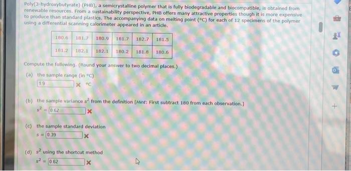 Solved Poly(3-hydroxybutyrate) (PHB), a semicrystalline | Chegg.com