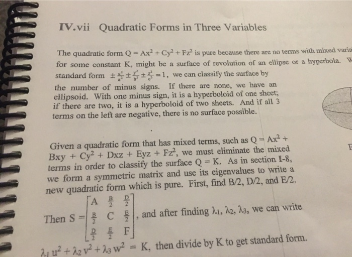 Solved Exercises IV.vii Find a pure quadratic form to | Chegg.com