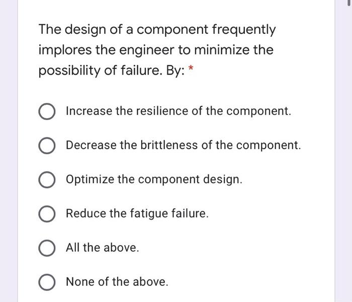 Solved The design of a component frequently implores the | Chegg.com