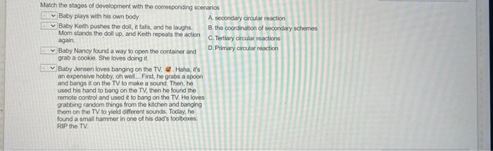 Match the stages of development with the | Chegg.com