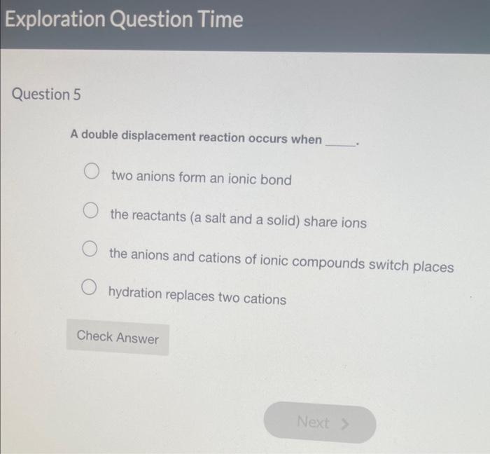 Solved A double displacement reaction occurs when two anions | Chegg.com