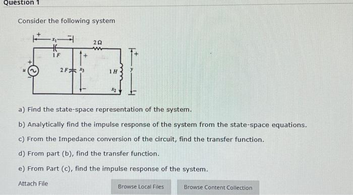 Solved Consider The Following System A Find The State Space