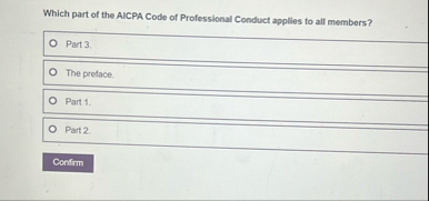 Solved Which part of the AICPA Code of Professional Conduct | Chegg.com