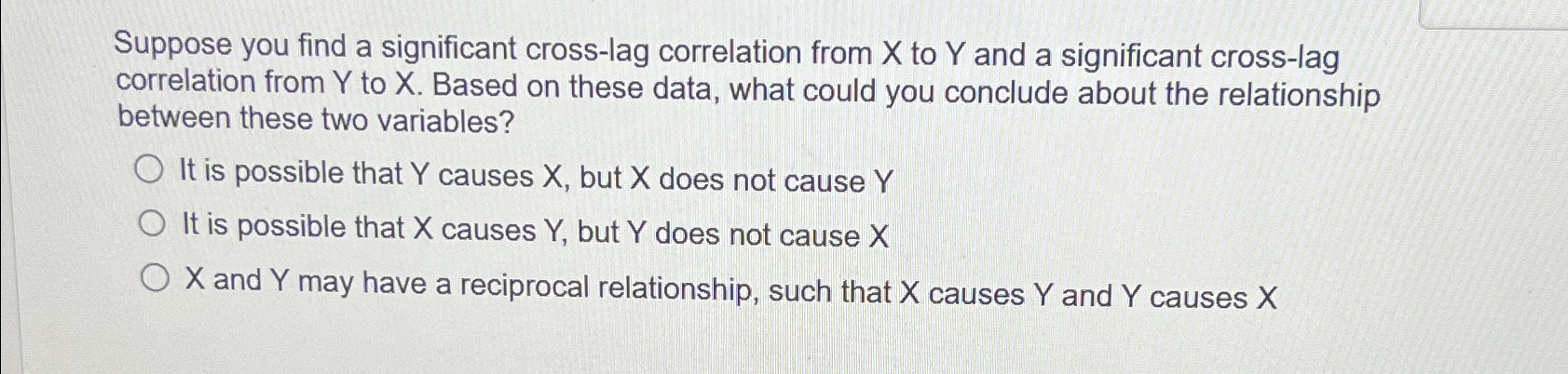 Solved Suppose you find a significant cross-lag correlation | Chegg.com