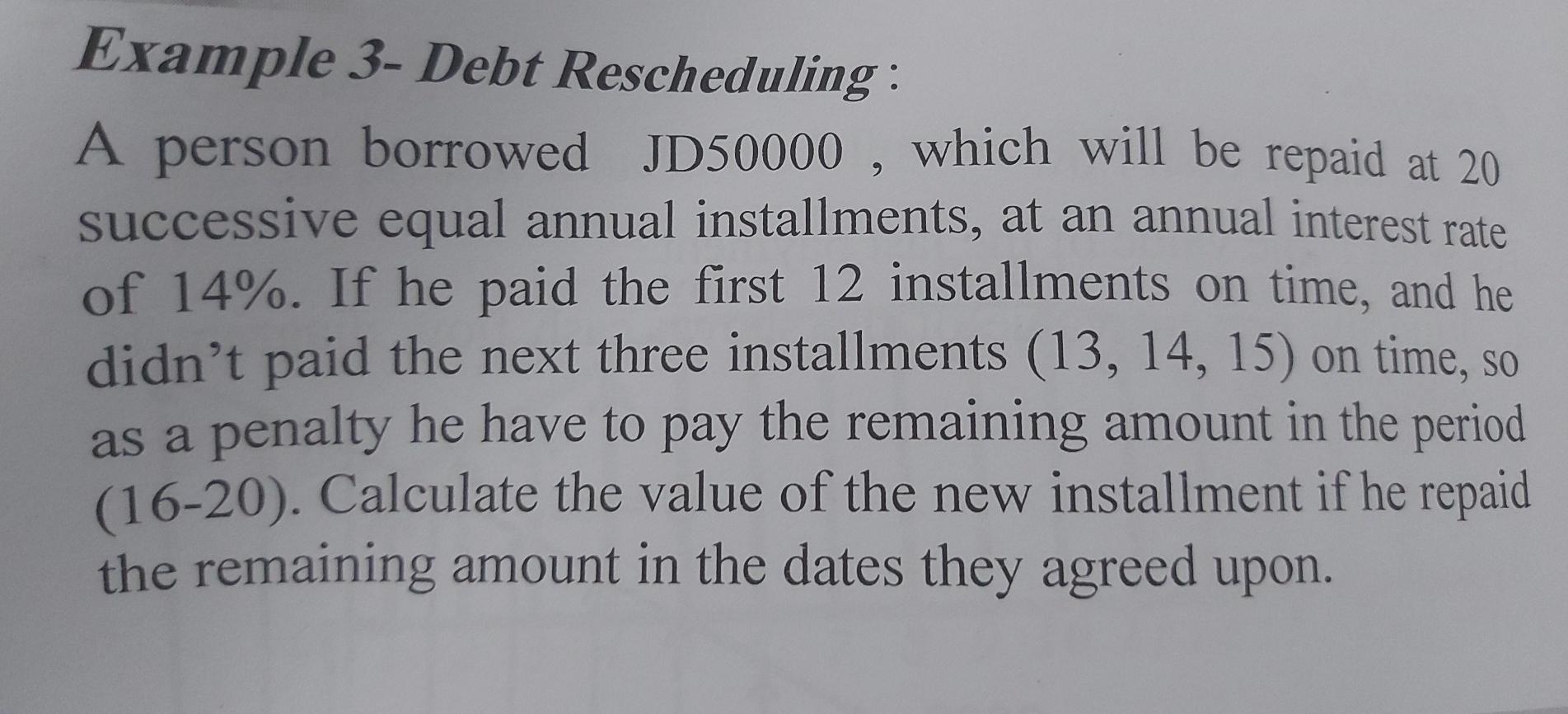 Solved Example 3- Debt Rescheduling : A person borrowed | Chegg.com