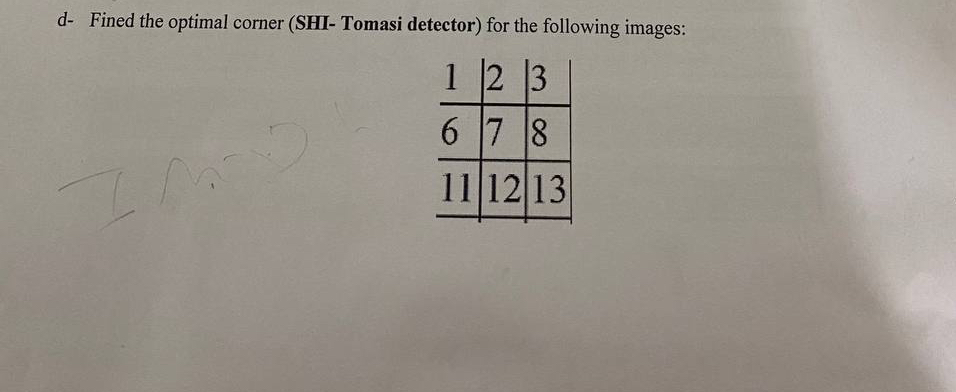 Solved D ﻿fined The Optimal Corner Shi ﻿tomasi Detector