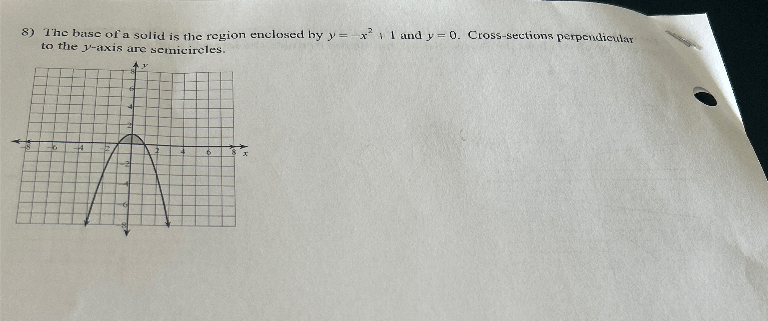 Solved The base of a solid is the region enclosed by y=-x2+1 | Chegg.com