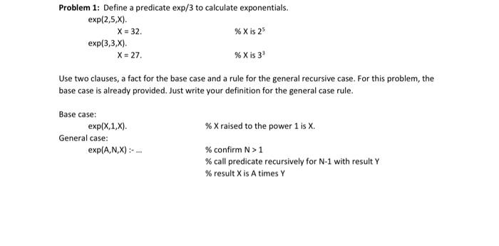 Solved exp(2,5,X) x=32.%x is 25 exp(3,3,X).X=27.%X is 33 Use | Chegg.com