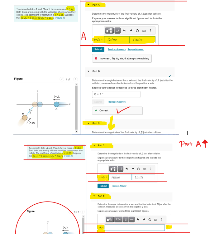 Solved Two smooth disks A and B ﻿each have a mass of | Chegg.com