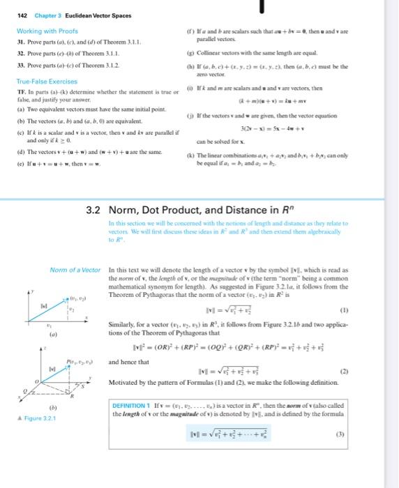 Solved 142 Chapter 3 Euclidean Vector Spaces Working with | Chegg.com