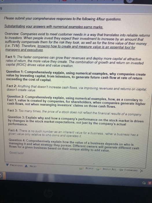 9 Please submit your comprehensive responses to the | Chegg.com