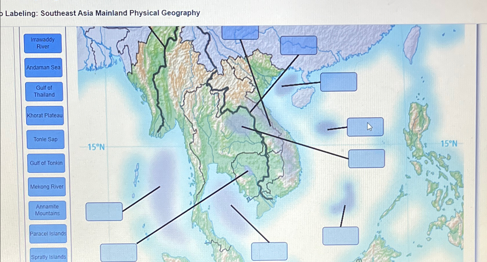 Solved Labeling: Southeast Asia Mainland Physical Geography | Chegg.com