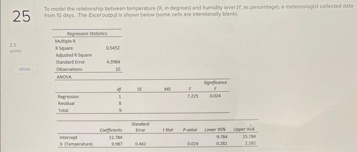 Solved To model the relationship between temperature ( X, in | Chegg.com