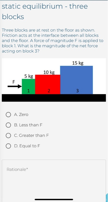 Solved static equilibrium - three blocks Three blocks are at | Chegg.com