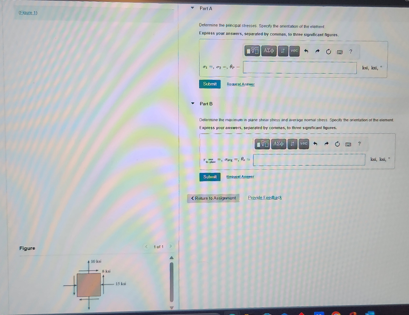Solved (Figure 1)Part ADetermine the principal stresses. | Chegg.com