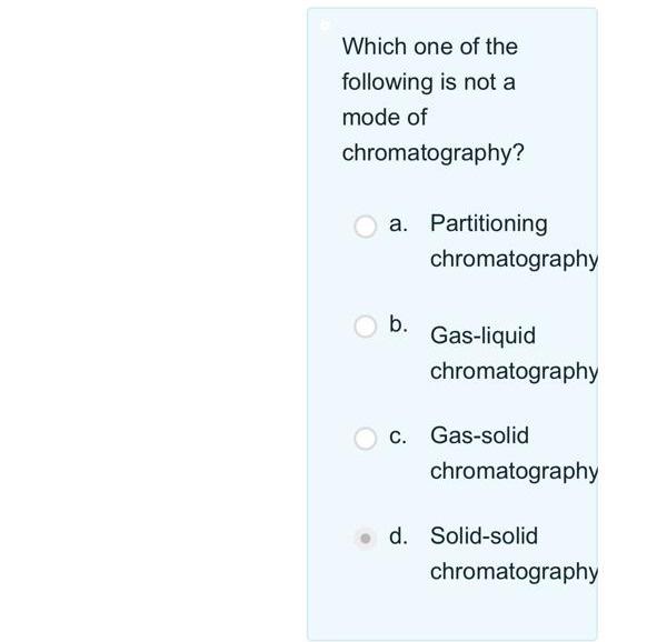 Solved The basis of the technique of chromatography is a. | Chegg.com