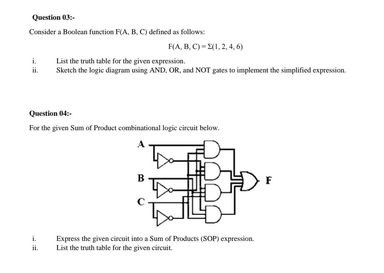 Question 03 Consider A Boolean Function Fabc