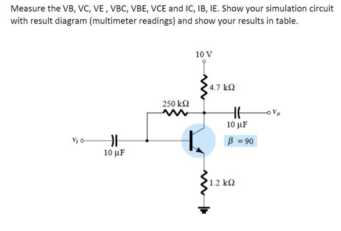 Solved Measure the VB, VC, VE, VBC, VBE, VCE and IC, IB, IE. | Chegg.com