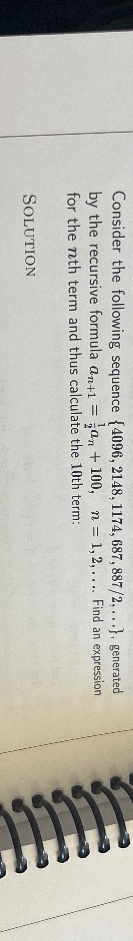 Solved Consider the following sequence | Chegg.com