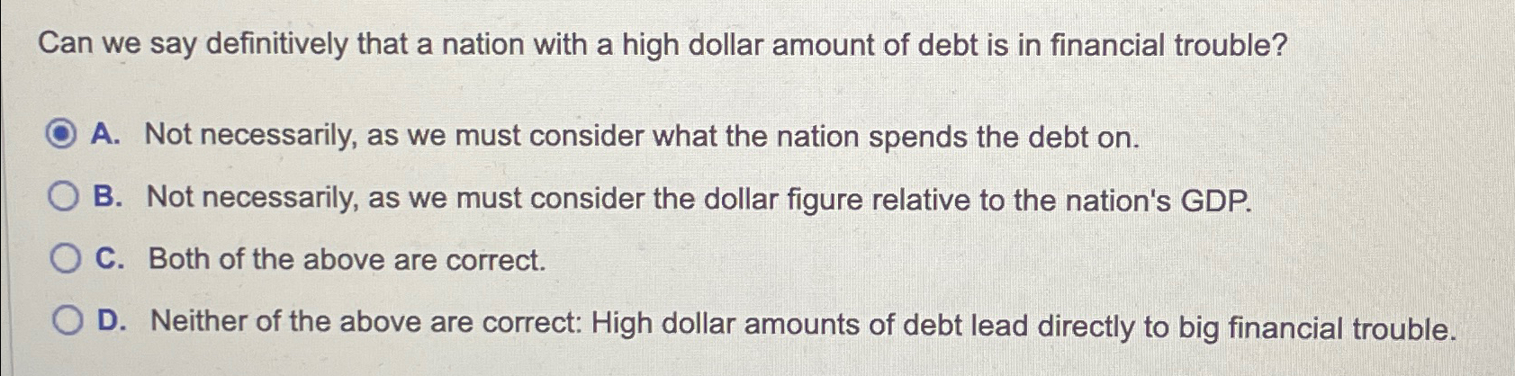 Solved Can we say definitively that a nation with a high | Chegg.com