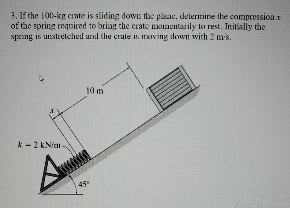 Solved 3. If the 100-kg crate is sliding down the plane, | Chegg.com
