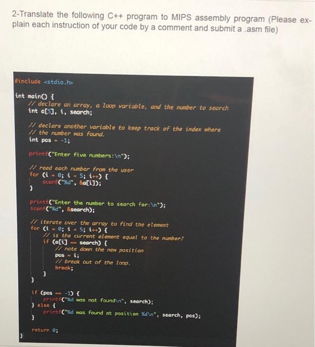 Solved please convert this program C++ to MARS (Mips | Chegg.com