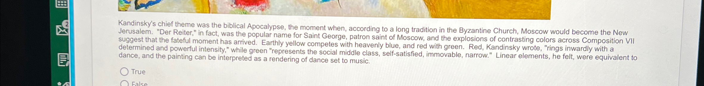 Solved Kandinsky's chief theme was the biblical Apocalypse, | Chegg.com