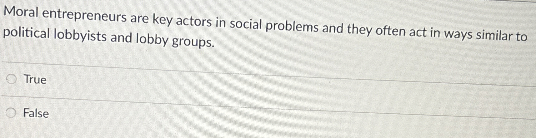 Solved Moral entrepreneurs are key actors in social problems | Chegg.com