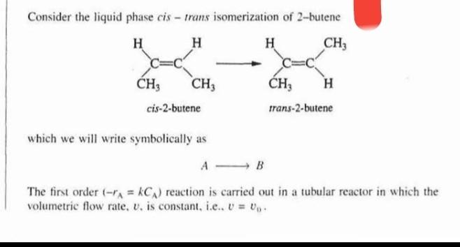 Solved Consider The Liquid Phase Cis Trans Isomerization
