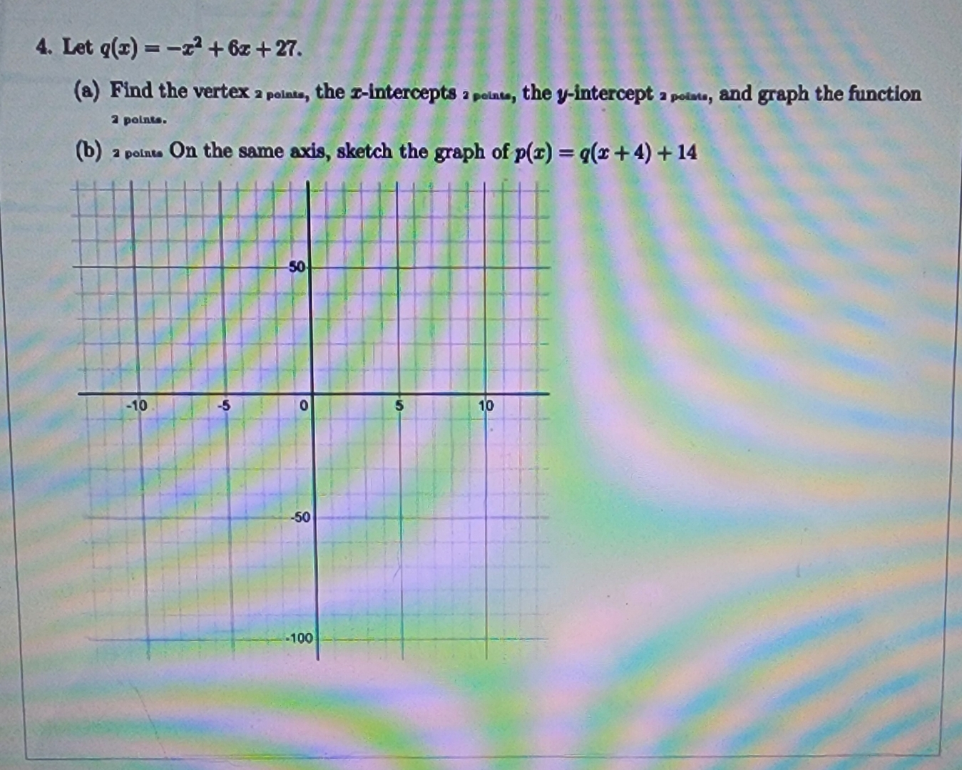 Solved Let q(x)=-x2+6x+27.(a) ﻿Find the vertex 2 ﻿poinse, | Chegg.com