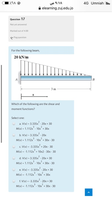 Solved 27 O ۹:۱۸ ص 4G Umniah li. elearning.zuj.edu.jo | Chegg.com