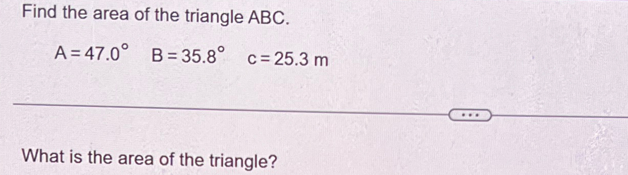 Solved Find the area of the triangle | Chegg.com