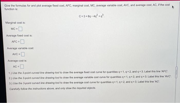 Solved Give the formulas for and plot average fixed cost, | Chegg.com