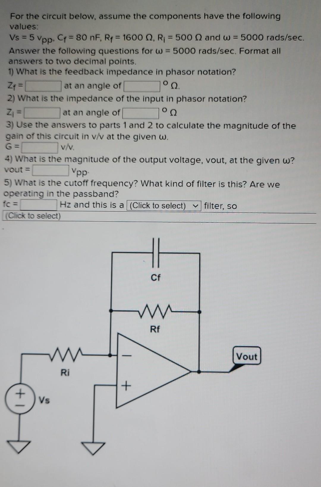 Solved For the circuit below, assume the components have the | Chegg.com