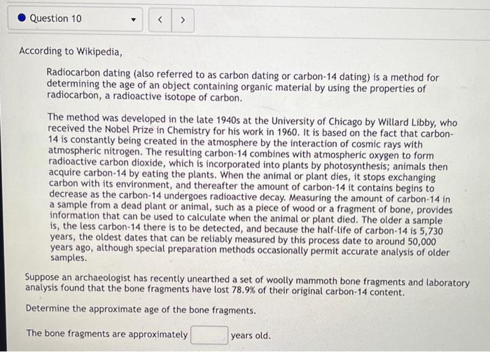 Solved Radiocarbon dating (also referred to as carbon dating | Chegg.com