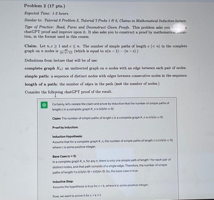 Solved Problem 2 (17 pts.) Expected Time: 1-2 hours. Similar | Chegg.com