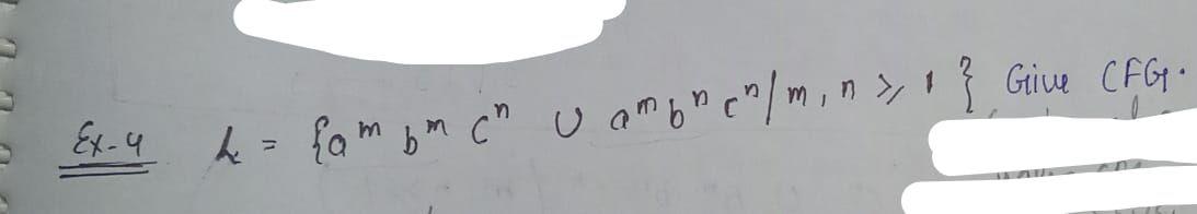 Solved . Ex-u h = {am qm c" u anghen/m, ns, 1} Give CFG | Chegg.com