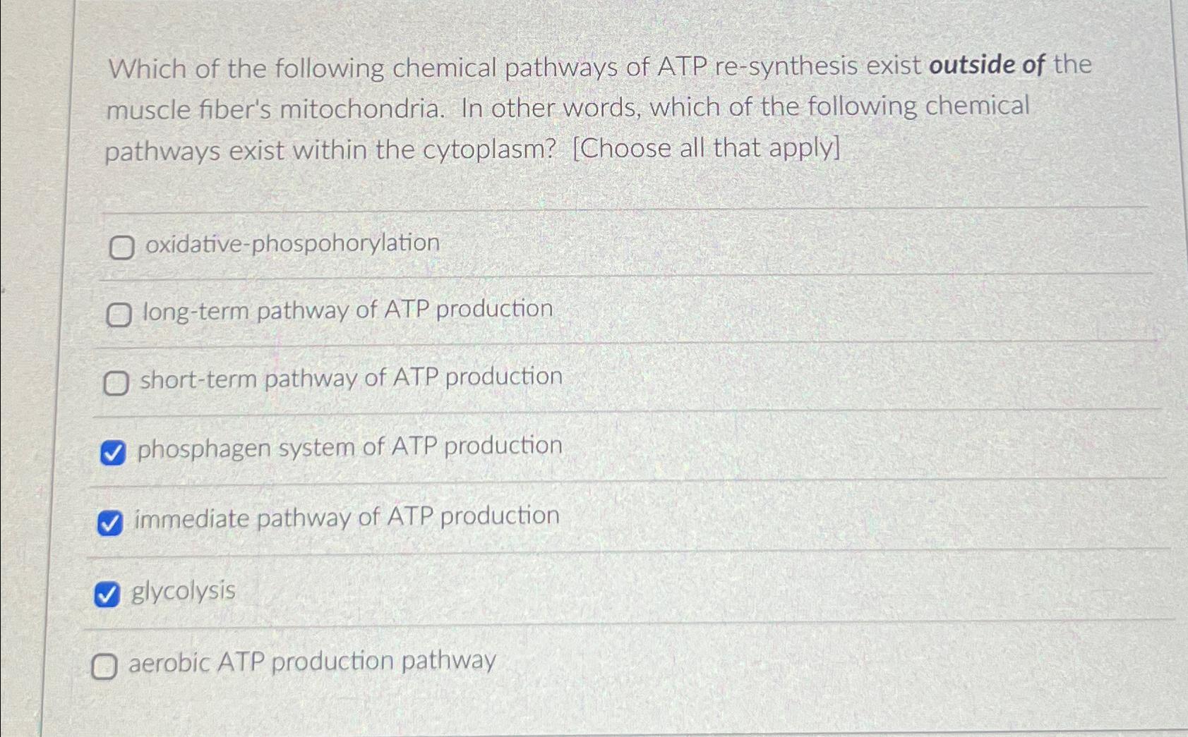 Solved Which of the following chemical pathways of ATP | Chegg.com