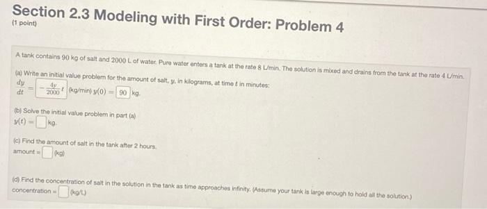 Solved Section 2.3 Modeling with First Order: Problem 6 (1 | Chegg.com
