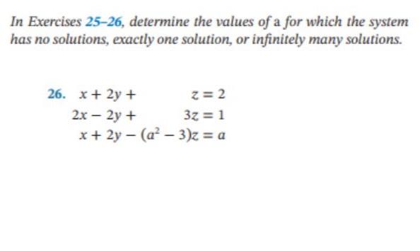 Solved In Exercises 25-26, ﻿determine the values of a for | Chegg.com