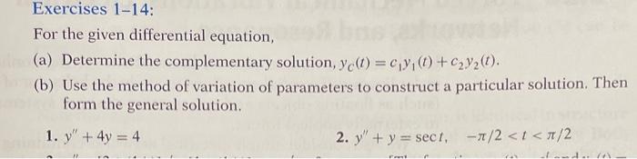 Solved Exercises 1-14: For the given differential equation, | Chegg.com