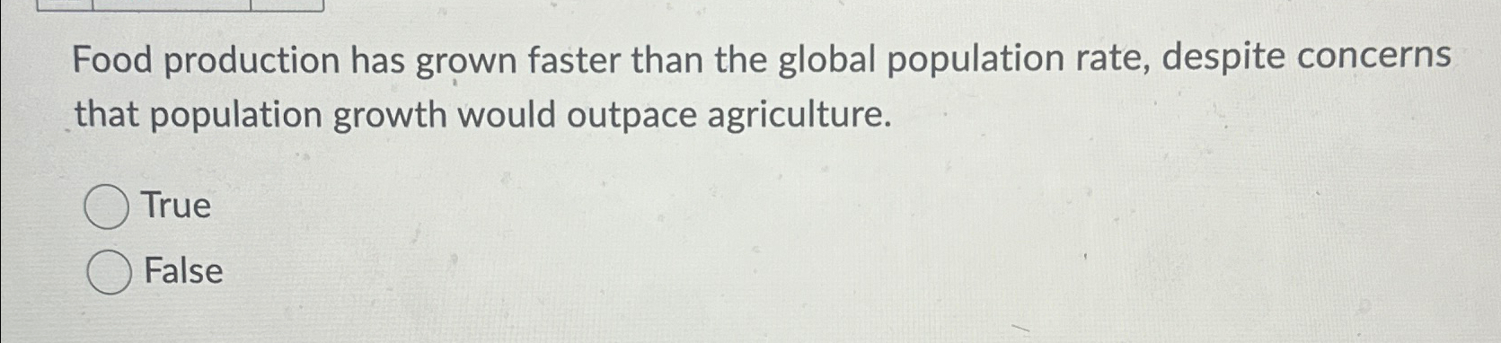 Solved Food production has grown faster than the global | Chegg.com